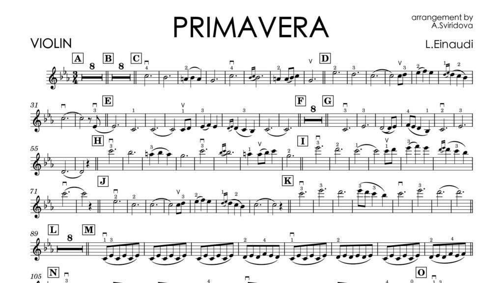 L. Einaudi – Primavera | Violin & Piano Sheet Music + Backing Track